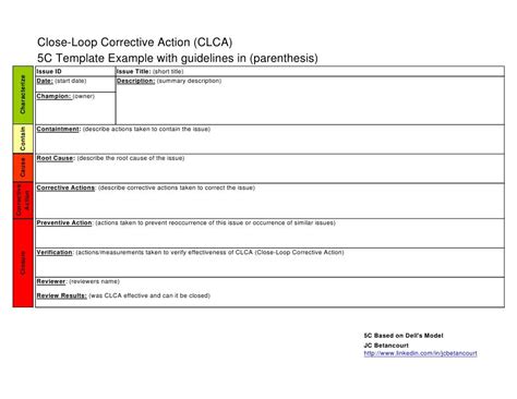 Root Cause Corrective Action Template