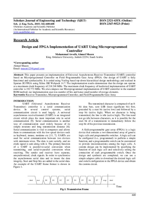 Pdf Design And Fpga Implementation Of Uart Using Microprogrammed