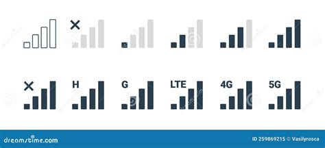 Signal Strength 4g Mobile Phone Reception Bar Icon 5g Signal Strength Level Smartphone Status
