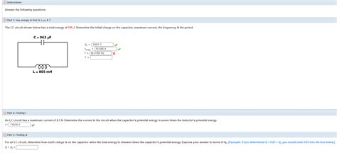 Solved An LC Circuit Has A Maximum Current Of 2 1 A Chegg Com