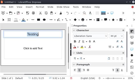 formatting text in impress english ask libreoffice