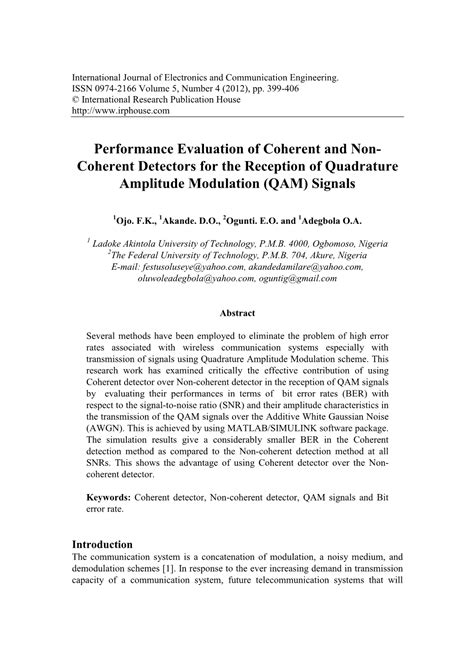 Coherent Detectors For The Reception Of Quadrature Amplitude Modulation Qam Signals Docslib