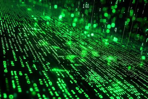 green dark binary code with data streaming background created with generative ai premium ai