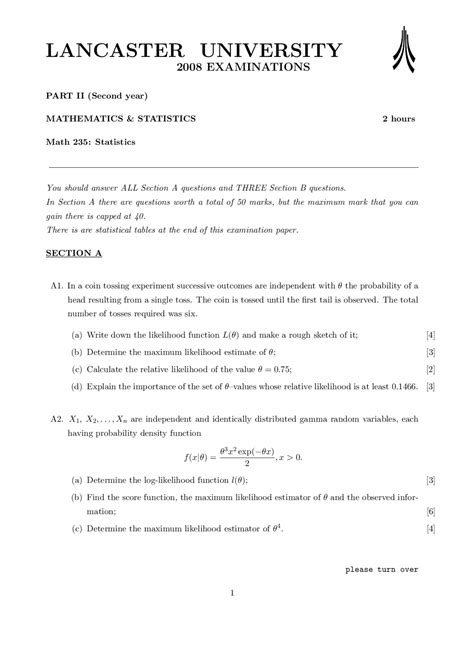 Tossing Experiment Statistics Exam Docsity