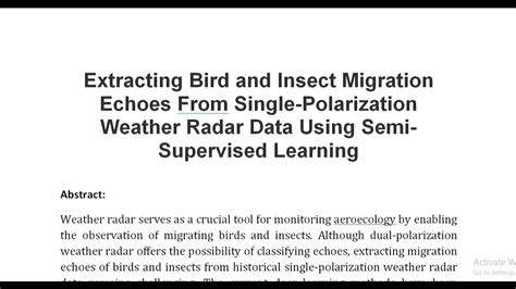 Extracting Bird And Insect Migration Echoes From Single Polarization Weather Radar Data Using