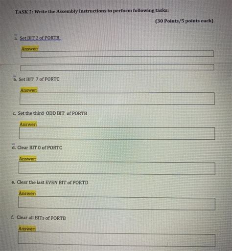 Solved Task 2 Write The Assembly Instructions To Perform