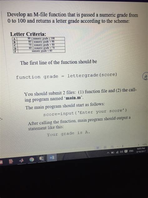 solved develop an m file function that is passed a numeric