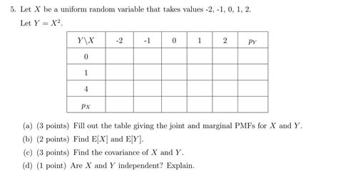 Solved 5 Let X Be A Uniform Random Variable That Takes
