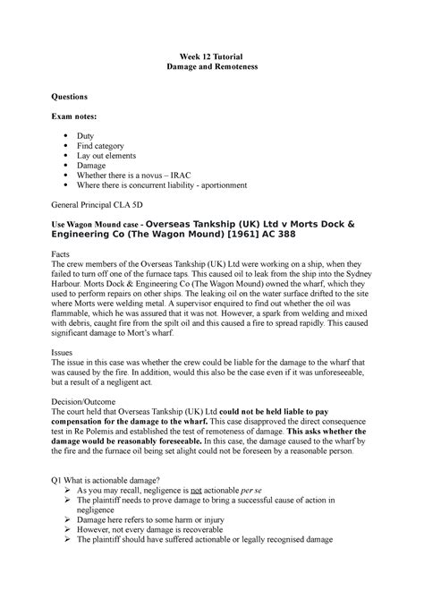 Week 12 Tutorial Tut 12 Questions And Answers Week 12 Tutorial