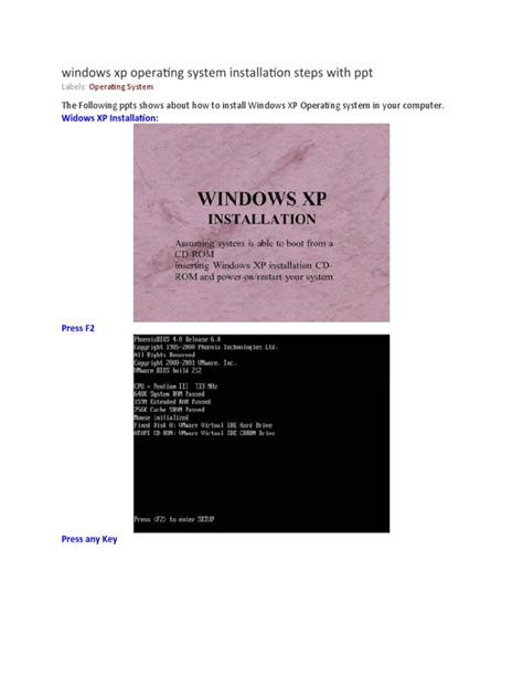 2windows Xp Operating System Installation Steps With Pdf