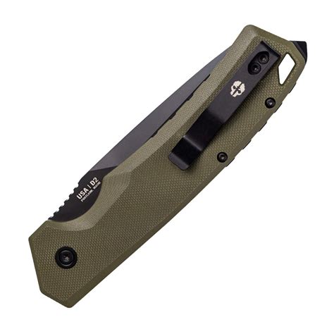 Tekto A3 Delta Ots Auto Knife Od Green G10 36in Black Plain Drop Point