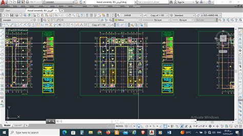 رسم اتوكاد لمبني الورش جامعة اسيوط التكنولوجية مستقل