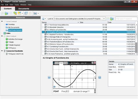 Access Local Content In Ti Nspire Teacher Software Content Workspace