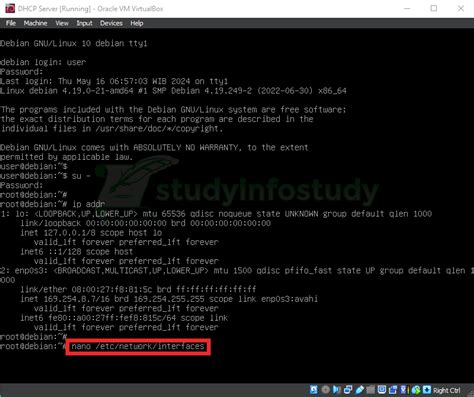 KONFIGURASI DHCP SERVER DEBIAN DI VIRTUALBOX