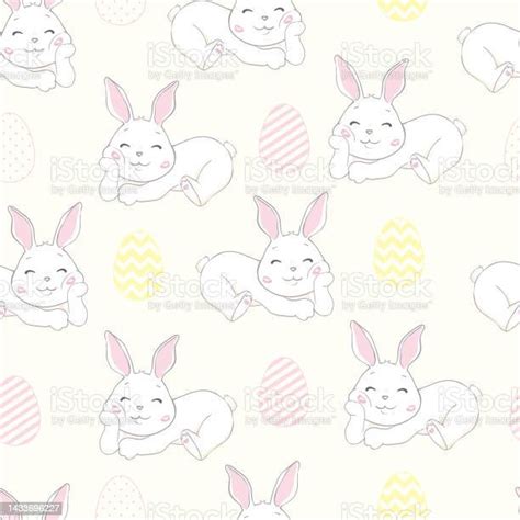 분홍색 배경 벡터 일러스트에 데이지 정원과 토끼와 원활한 패턴 귀여운에 대한 스톡 벡터 아트 및 기타 이미지 귀여운 그래픽 프린트 꽃 식물 Istock