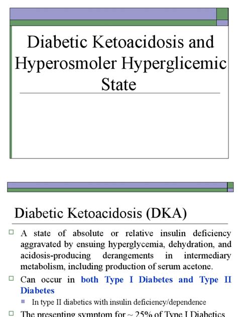 Dka And Hhs Hyperglycemia Diabetes Mellitus