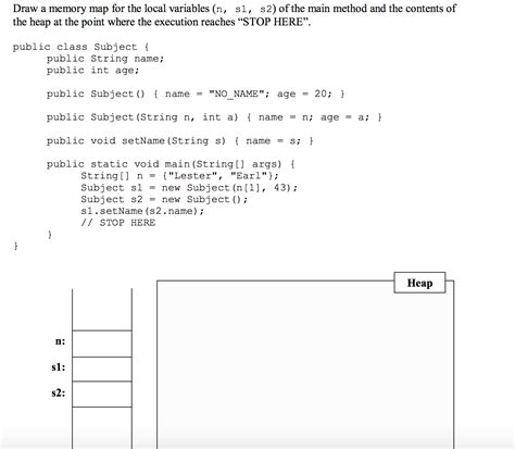 solved draw a memory map for the local variables n s1 s