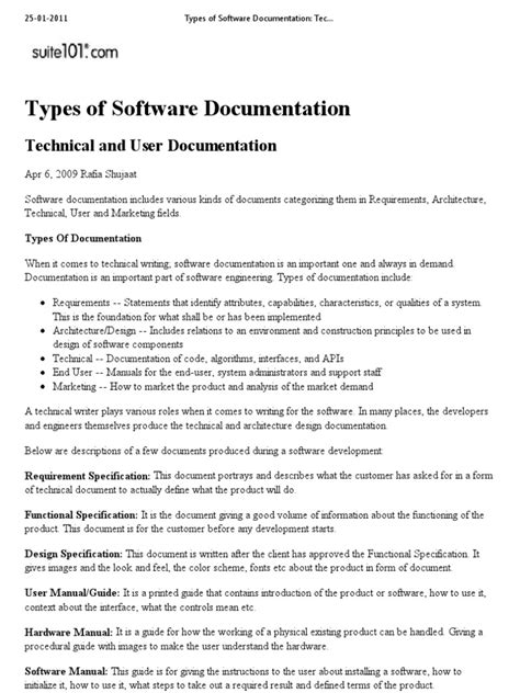 Types Of Software Documentation Technical And User Documentation