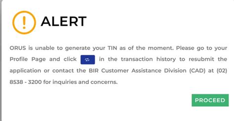 Orus Is Unable To Generate Your Tin As Of The Moment Rtaxph
