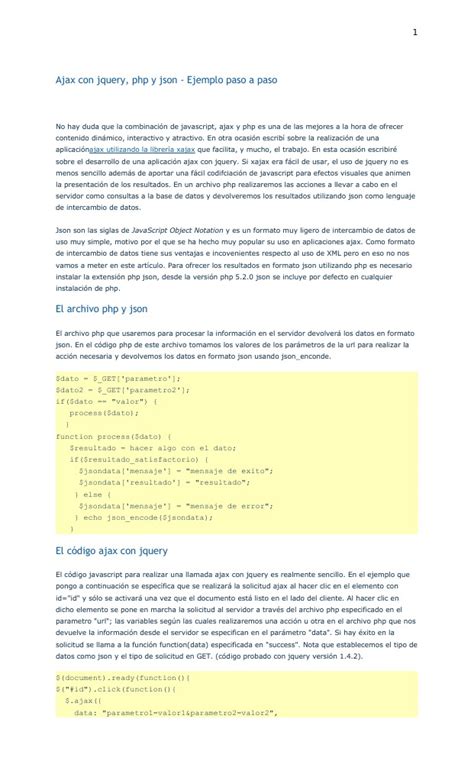 Ajax Con Jquery Pdf Json Php