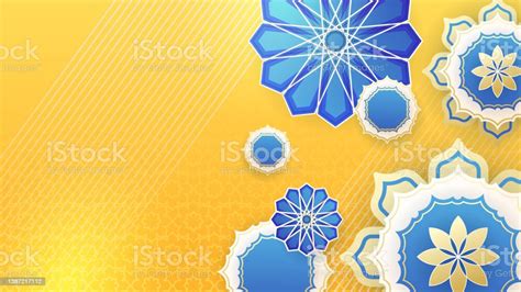 아름다운 현실적인 만다라 블루 옐로우 컬러풀 한 이슬람 디자인 배경 0명에 대한 스톡 벡터 아트 및 기타 이미지 0명 3차원 형태 공휴일 Istock