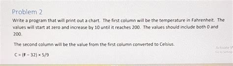 Solved Problem Write A Program That Will Print Out A Chegg