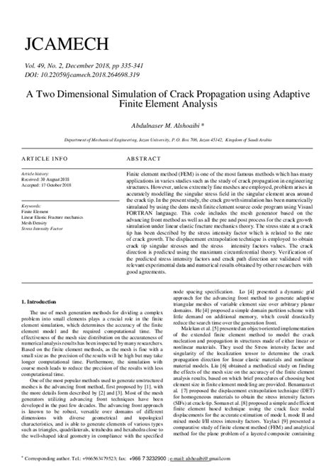 Pdf An Adaptive Finite Element Procedure For Crack Propagation Analysis
