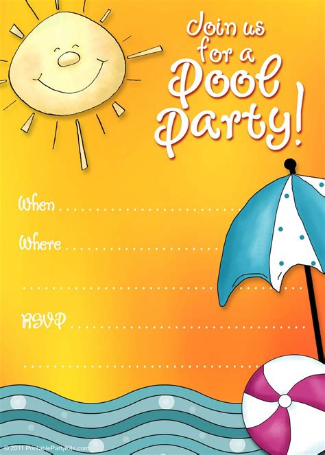Free Pool Party Invitation Template Printable Calendars At A Glance