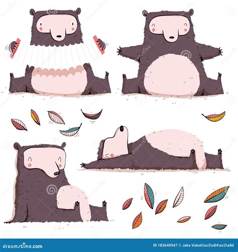 Collection Of Four Cute Bears Stock Vector Illustration Of Collection