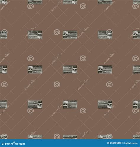 Retro Radio Engraved Seamless Pattern Vintage Media Equipment In Hand Drawn Style Stock Vector