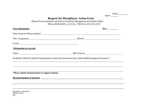 Disciplinary Action Form Word Document