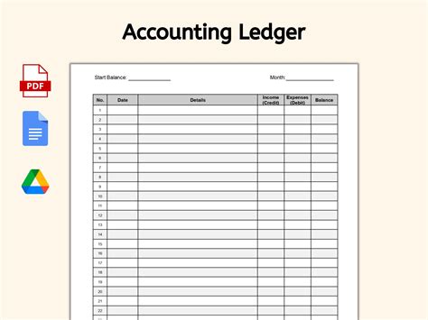 Printable Accounting Ledger General Ledger Sheets And Money Tracker