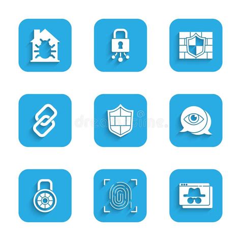 Set Shield With Brick Wall Fingerprint Browser Incognito Window Eye Scan Safe Combination