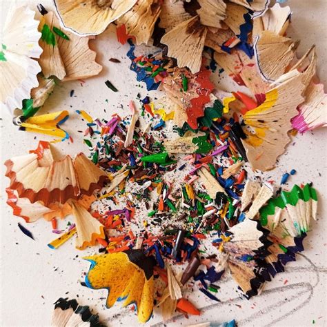 Premium Photo Close Up Of Colored Pencil Shavings