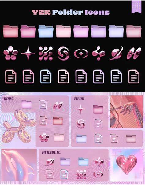 Y2k Folder Icons Icon Files Futuristic Aesthetic Free Folder Icons