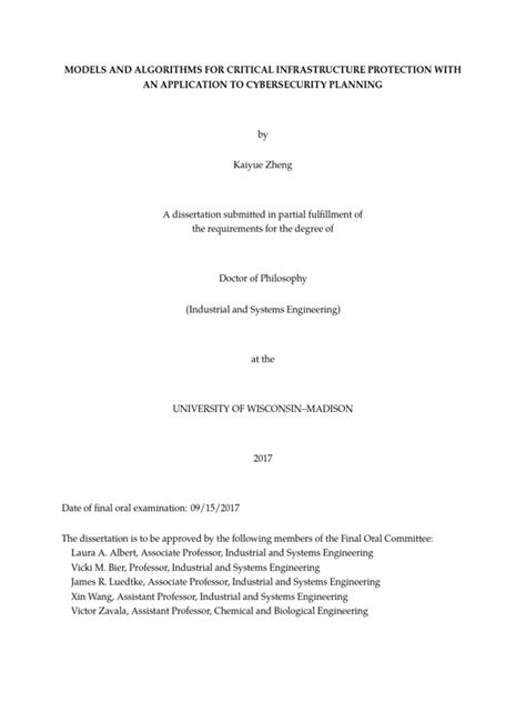 Models And Algorithms For Ci Protection With An Aplicattion To Cybersec