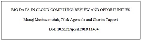 Big Data In Cloud Computing Review And Opportunities Introduction