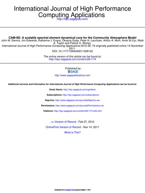 Pdf Cam Se A Scalable Spectral Element Dynamical Core For The Community Atmosphere Model