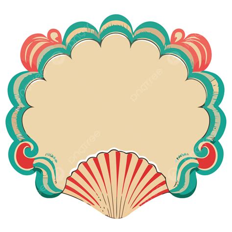 Scallop Border Vector Sticker Clipart Vintage Decorative Sea Shell Or Scallop With Fringe Frame