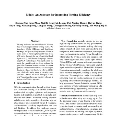 Effidit An Assistant For Improving Writing Efficiency Acl Anthology