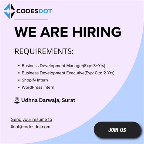 Codesdot Solution Llp On Linkedin Wearehiring Joinourteam Careeropportunity Jobopening