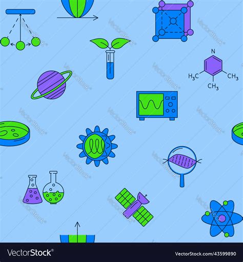 Science Seamless Pattern In Colored Line Style Vector Image