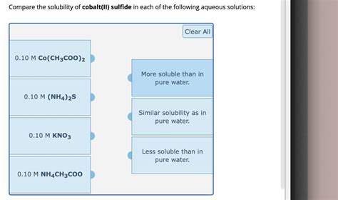 Solved Compare The Solubility Of Cobalt Ii Carbonate In Each Of The 1 Answer Transtutors