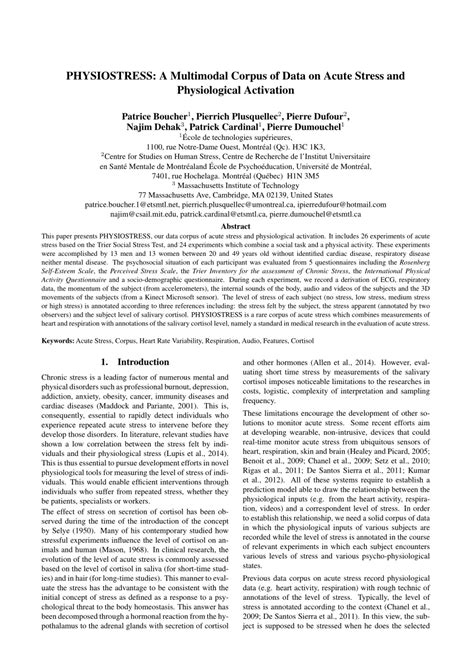 Pdf Physiostress A Multimodal Corpus Of Data On Acute Stress And Physiological Activation