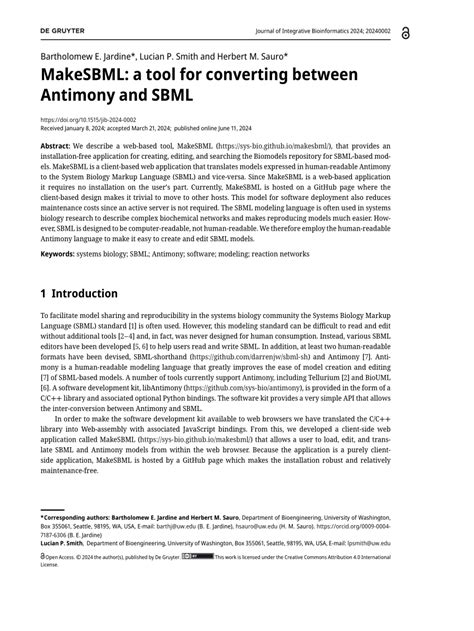 Pdf Makesbml A Tool For Converting Between Antimony And Sbml