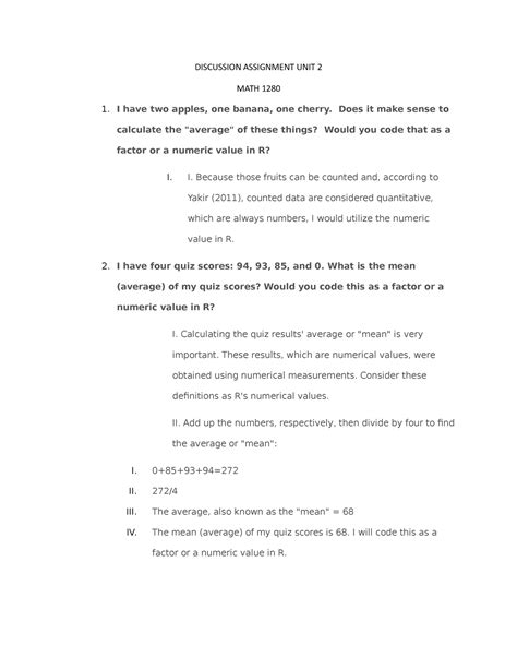 discussion assignment unit 2 discussion assignment unit 2 math 1280 i