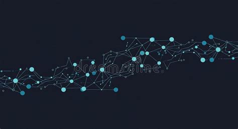 A Digital Network Design Shows Interconnected Nodes Represented By Variously Siz Stock