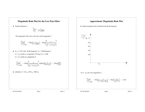 magnitude bode plot for the low pass filter approximate magnitude bode