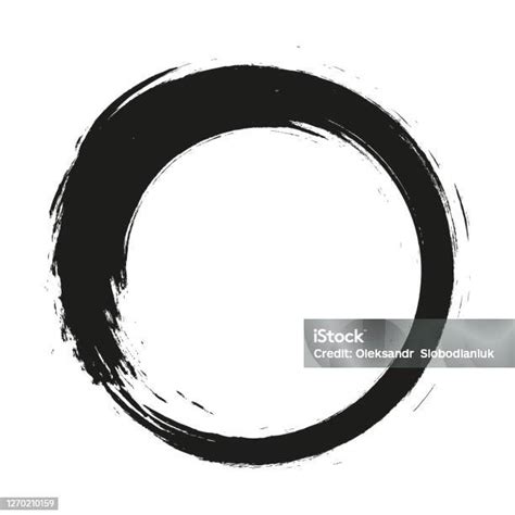 벡터 브러시는 흰색 배경에 페인트원을 스트로크합니다 잉크 손으로 그린 페인트 브러시 원 로고 라벨 디자인 요소 벡터 일러스트레이션 검은 추상 원 프레임 0명에 대한 스톡