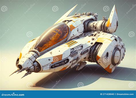 Wondrous Futuristic Small Sci Fi Space Racer With Engine For Space Racing Stock Illustration